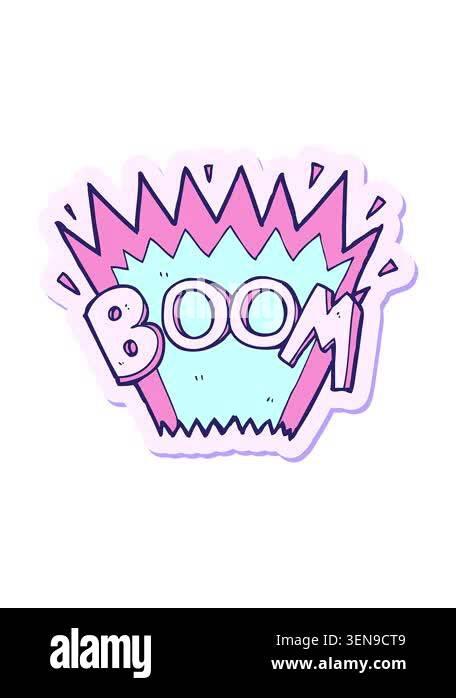 shine light effect animation of sticker of a cartoon comic book ...