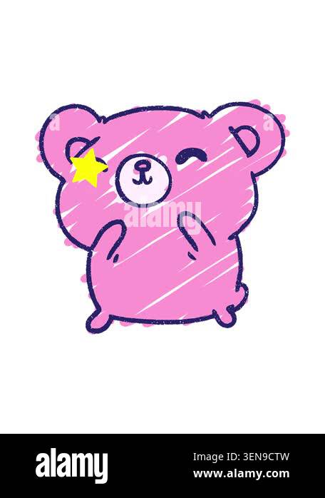 twinkling stars effect animation of Bear Chalk Drawing cartoon Stock ...