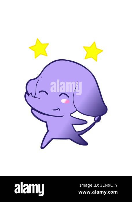 spinning stars animation of cute retro cartoon elephant Stock Video ...