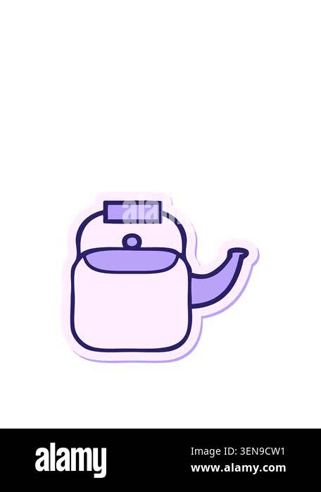 stretching up animation of sticker of a cute cartoon kettle pot Stock ...