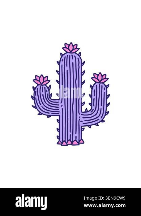 attention grabbing animation of tattoo of traditional style cactus ...