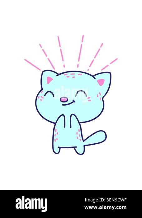 bobbing motion animation of illustration of tattoo style happy cat ...