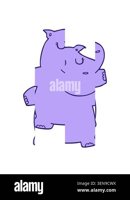 splitting motion animation of cartoon drawing of a hippo Stock Video ...