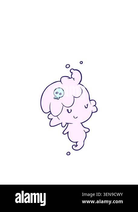 jumping motion animation of a cute cartoon ghost girl Stock Video ...