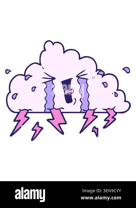 bob and pause animation of cartoon thundercloud Stock Video Footage - Alamy