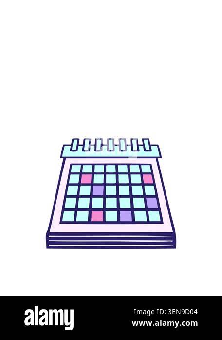 jumping motion animation of cute cartoon of a work calendar Stock Video ...