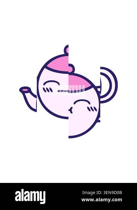 splitting motion animation of cartoon of a teapot Stock Video Footage ...