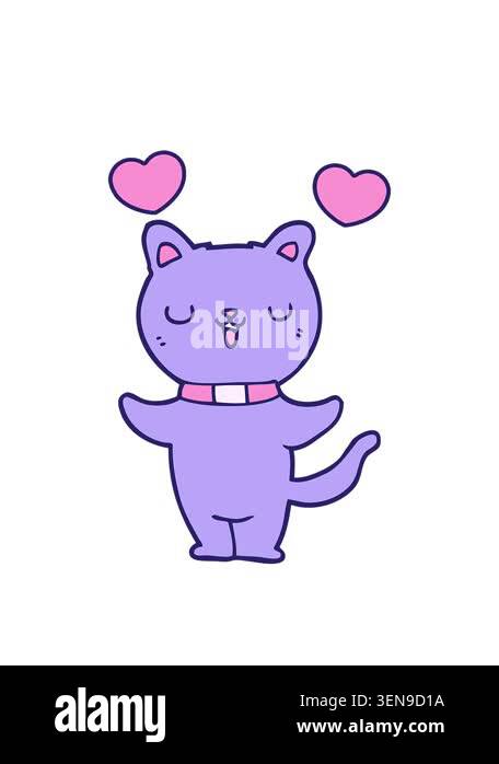 spinning hearts animation of cartoon cat character Stock Video Footage ...