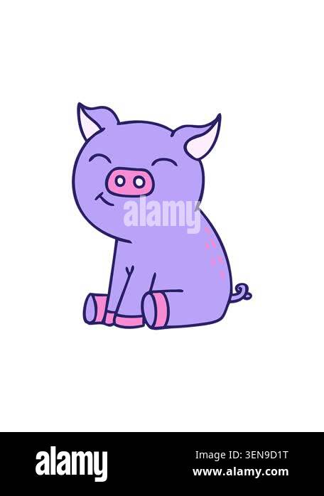 attention grabbing animation of hand drawn quirky cartoon pig Stock ...