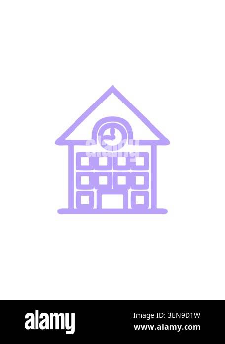 pressure popping animation of school house symbol icon Stock Video ...