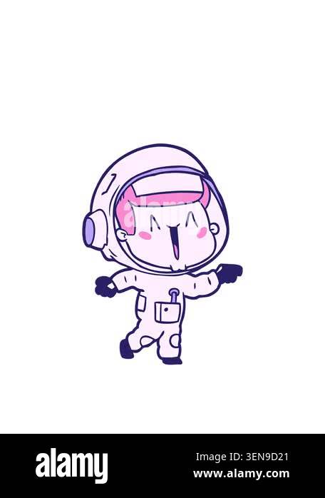 jumping motion animation of a happy cartoon astronaut pointing Stock ...