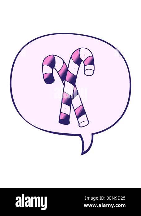 pixelize effect animation of cartoon candy canes with speech bubble in ...