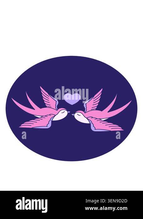 bobbing motion animation of swallows and a heart Stock Video Footage ...