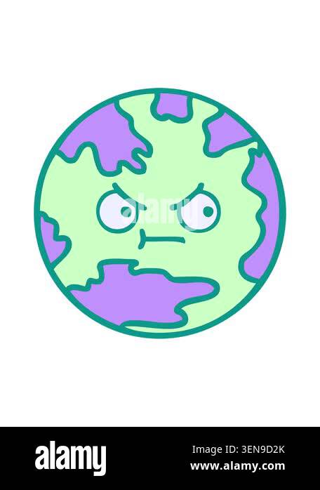 pressure popping animation of cute cartoon of a planet earth in bright ...