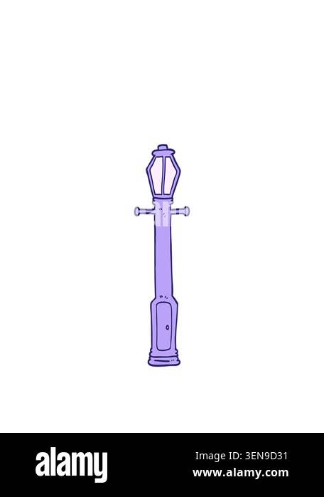 stretching up animation of hand drawn doodle style cartoon lamp post ...