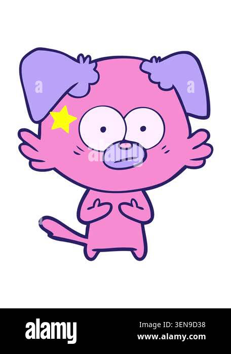 twinkling stars effect animation of nervous dog cartoon Stock Video ...