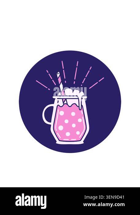 blinking radial lines animation of a icon of a tattoo style ginger beer ...