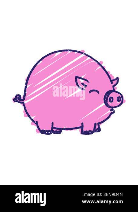 jiggle and pause animation of Fat Pig Chalk Drawing Stock Video Footage ...