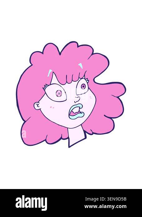 vibrating motion animation of cartoon shocked female face Stock Video ...