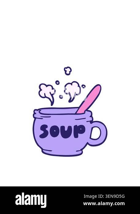 rise and float animation of cartoon doodle of hot soup Stock Video ...