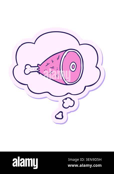 vibrating motion animation of cartoon cooked meat with thought bubble ...