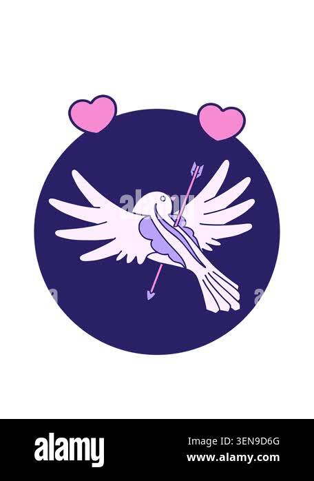 spinning hearts animation of iconic tattoo style image of a dove ...
