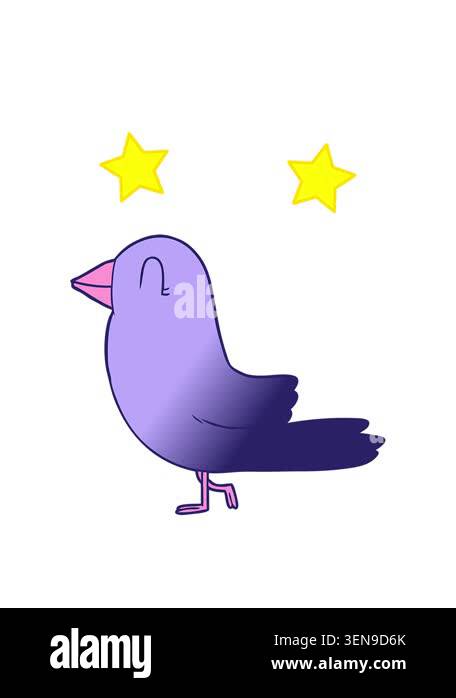 spinning stars animation of cartoon of a bright color bird Stock Video ...