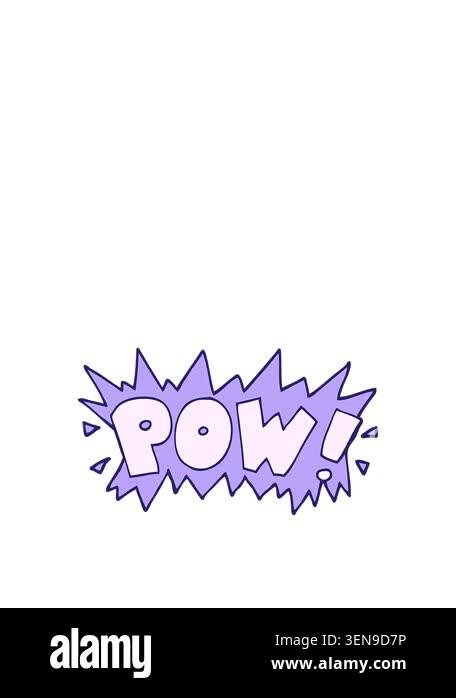 stretching up animation of cartoon doodle of word pow Stock Video ...