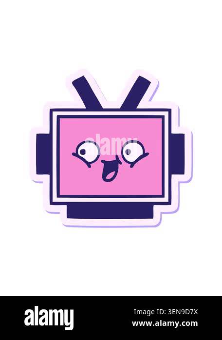 spinning motion animation of sticker of a cute cartoon robot head ...