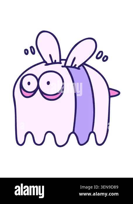 shivering motion animation of cartoon of a bee dressed as a ghost for ...