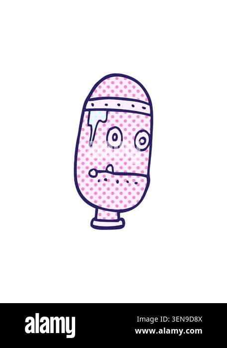 spinning motion animation of cartoon doodle retro robot head Stock ...