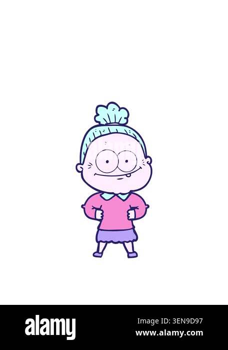 stretching up animation of image of a happy old woman Stock Video ...