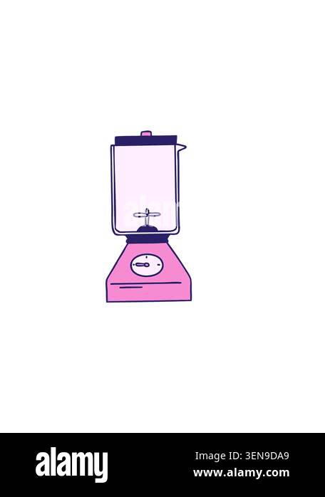 horizontally vibrating animation of cartoon doodle of food blender ...