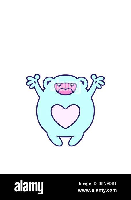 jumping motion animation of cartoon of a happy frog in love Stock Video ...