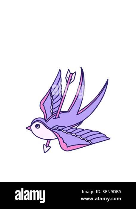 jumping motion animation of tattoo style image of a swallow pierced by ...