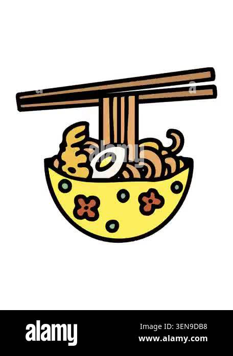 shivering motion animation of japanese food in patterned bowl with ...