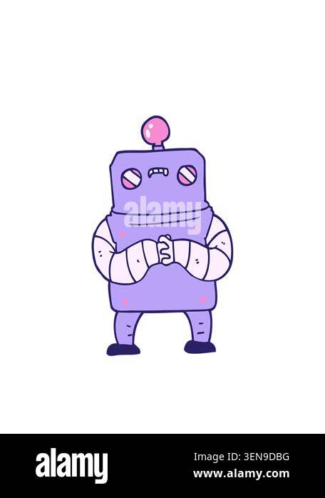 blinking radial lines animation of cartoon robot Stock Video Footage ...