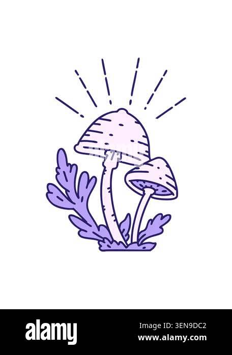 shine light effect animation of illustration of mushrooms Stock Video ...