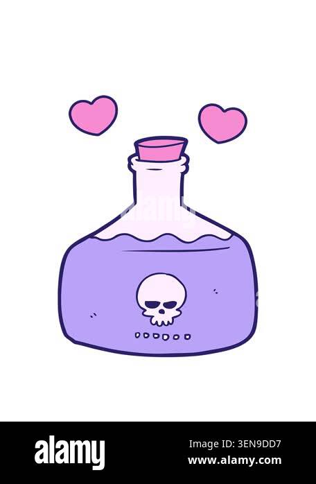 spinning hearts animation of cartoon vial of assassin poison Stock ...