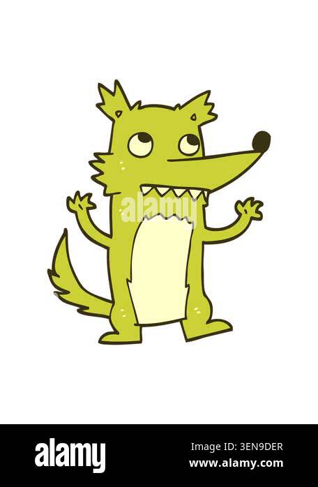 changing color animation of hand drawn doodle style cartoon wolf Stock ...