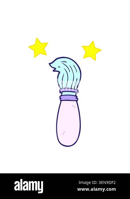 spinning stars animation of doodle paint brush cartoon Stock Video ...