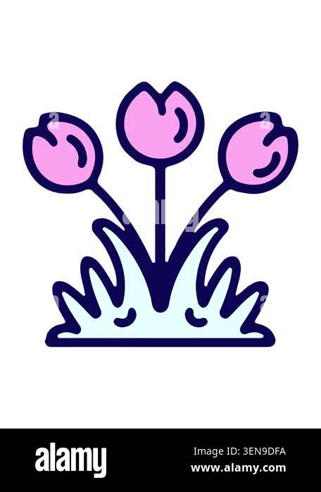 neon light effect animation of simple tulip flower design Stock Video ...