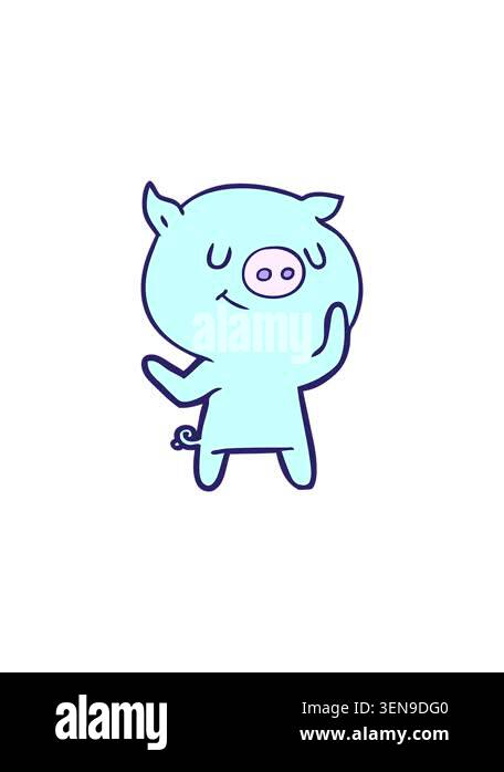 splitting effect animation of happy cartoon simple pig drawing Stock ...