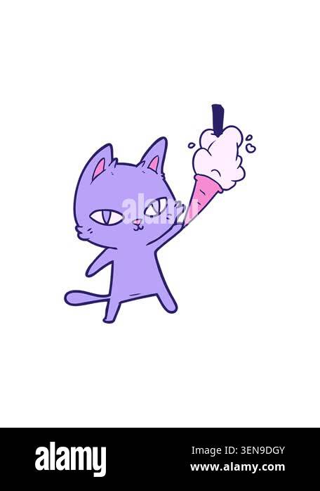 attention grabbing animation of cartoon cat staring doodle Stock Video ...