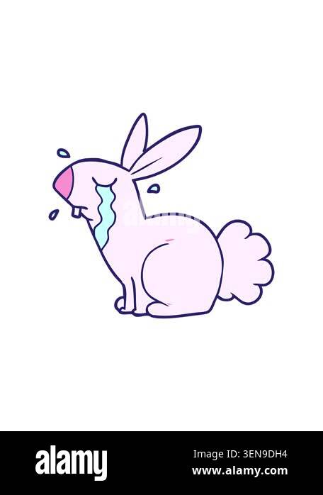 attention grabbing animation of cartoon bunny rabbit crying Stock Video ...