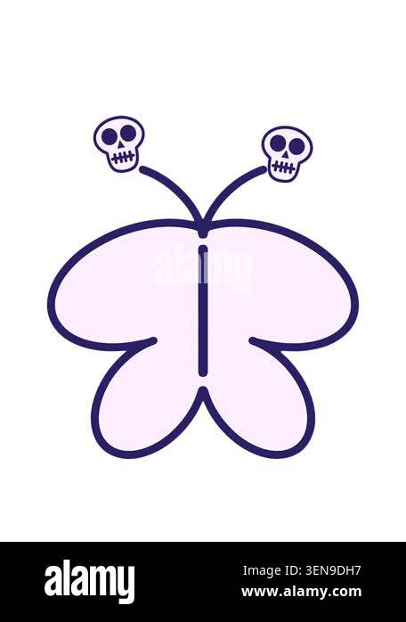 spinning skulls animation of simple drawing of butterfly Stock Video ...