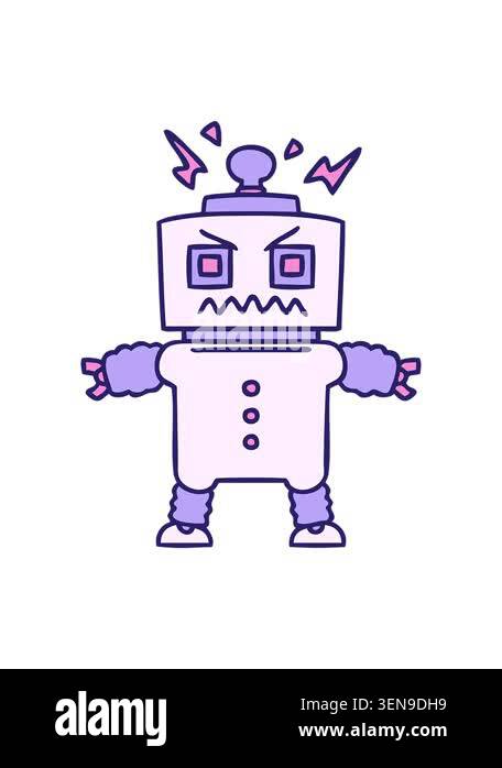bobbing motion animation of hand drawn quirky cartoon robot Stock Video ...