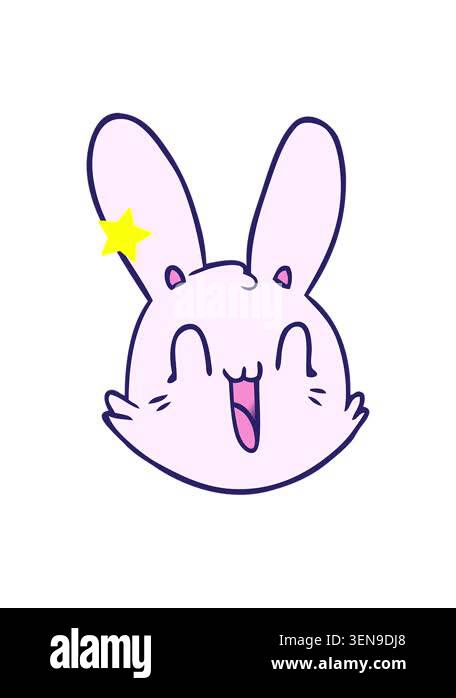 twinkling stars effect animation of cartoon crazy happy bunny face ...