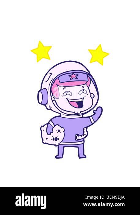 spinning stars animation of cartoon laughing astronaut Stock Video ...