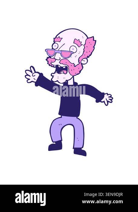 bobbing motion animation of cartoon frightened old man Stock Video ...